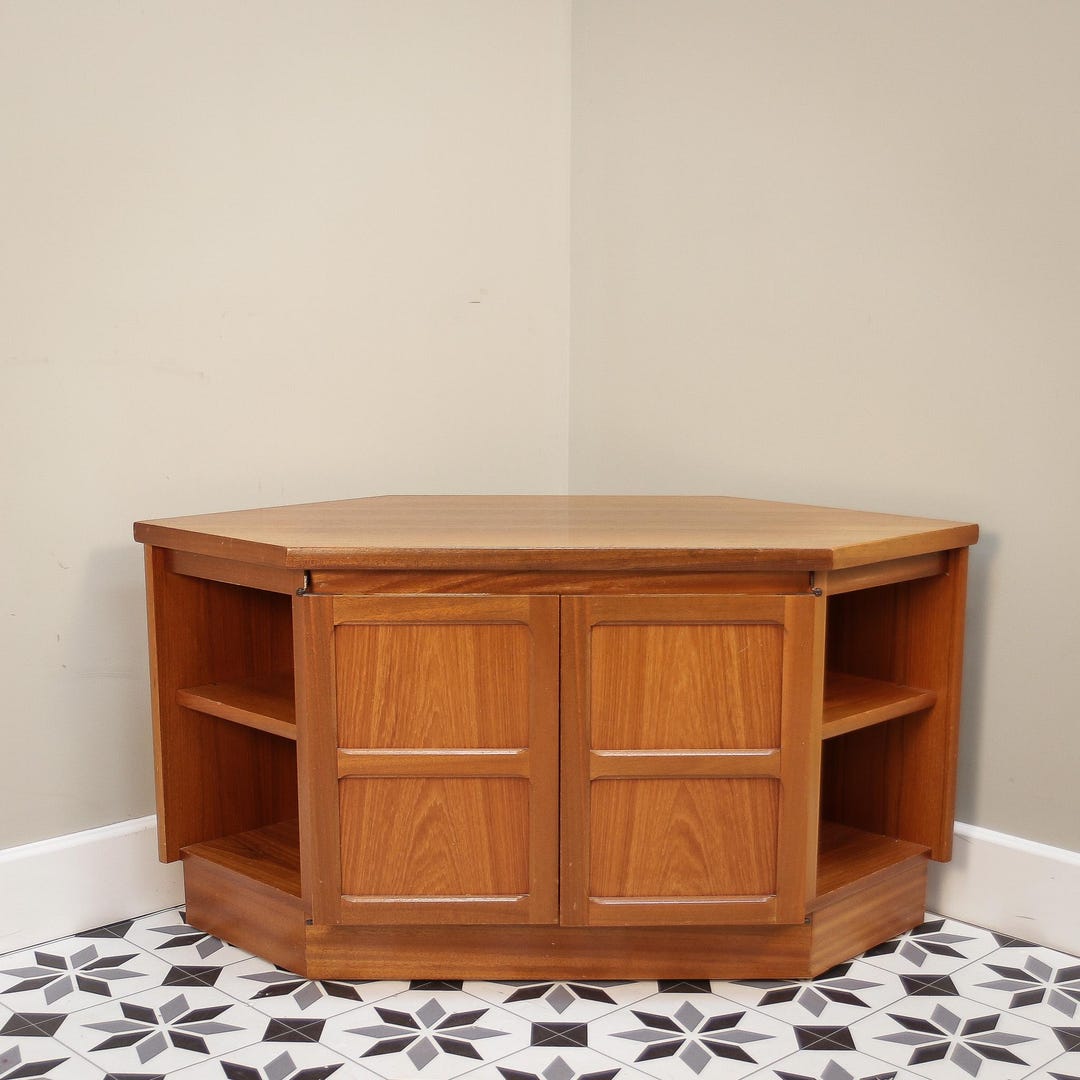 Nathan TV Cabinet With Sliding Shelf Mid Century Teak - Etsy