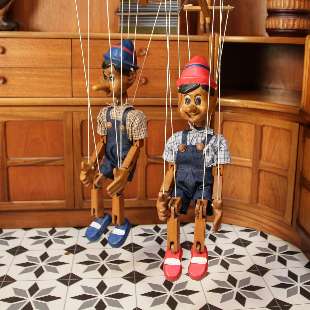 Pinocchio String Puppets a Pair Marionet Hand Puppets Large - Etsy