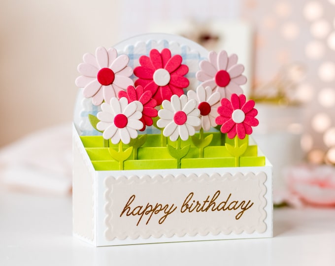 Happy Birthday Floral Box Card Handmade Birthday Box Card Pop up Card ...