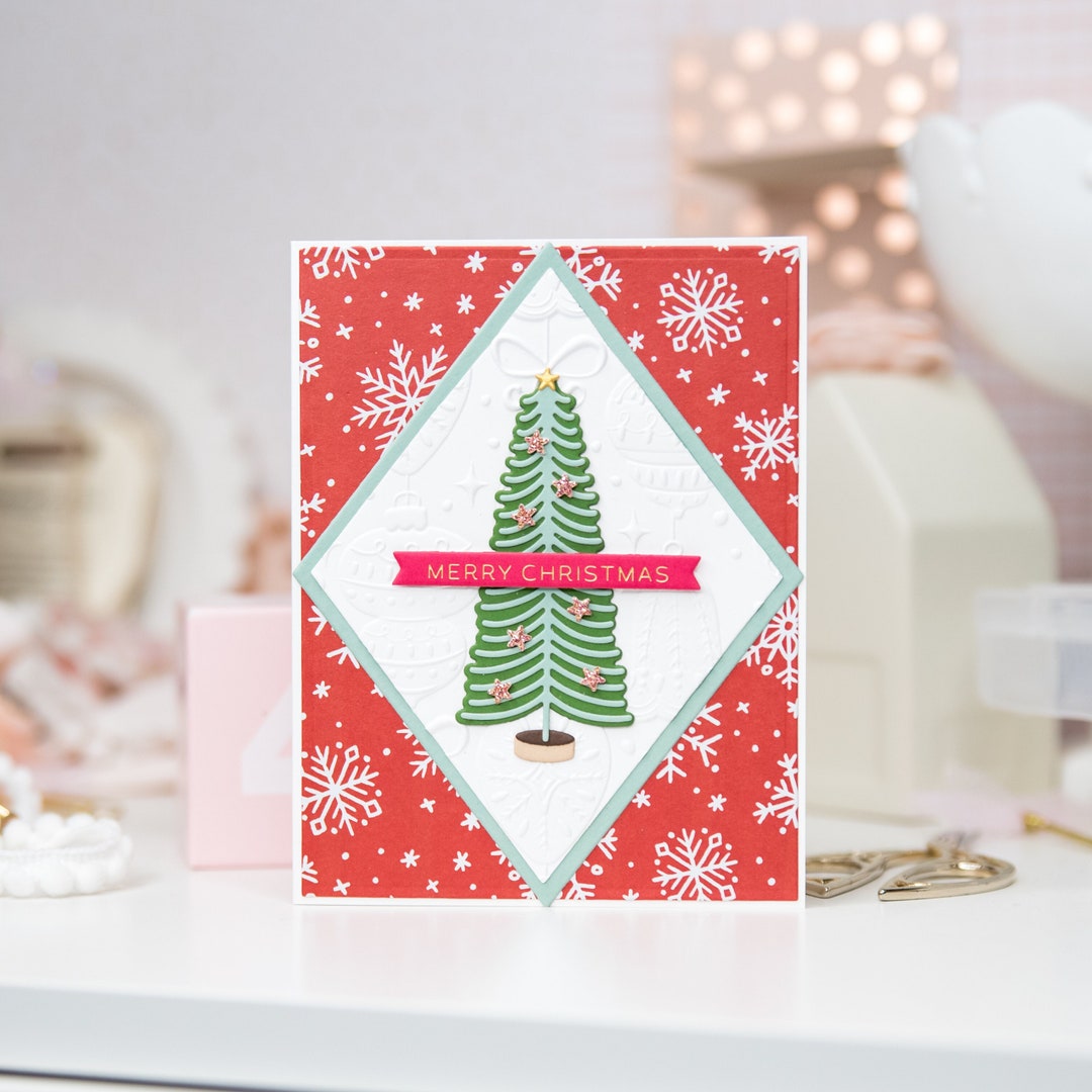 Merry Christmas Handmade Card With 3D Embossed Background - Etsy