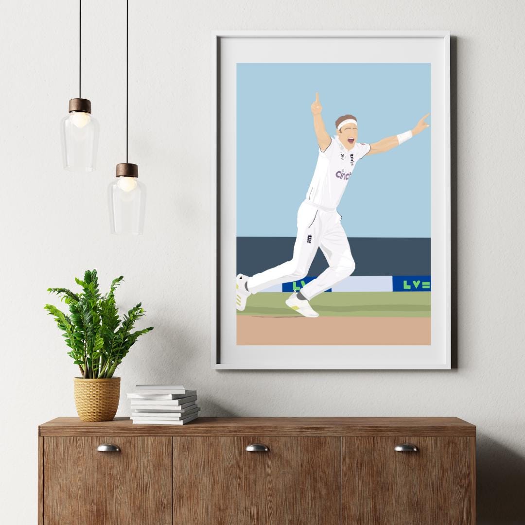 Stuart Broad Print, Cricket Poster, Ashes Print, Cricket Art, Digital ...
