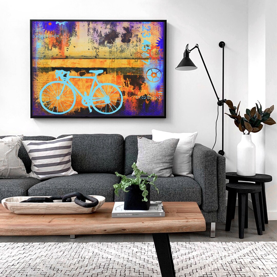 Urban Biking Painting, GICLEE PRINT on Fine Art Paper, Abstract Acrylic ...