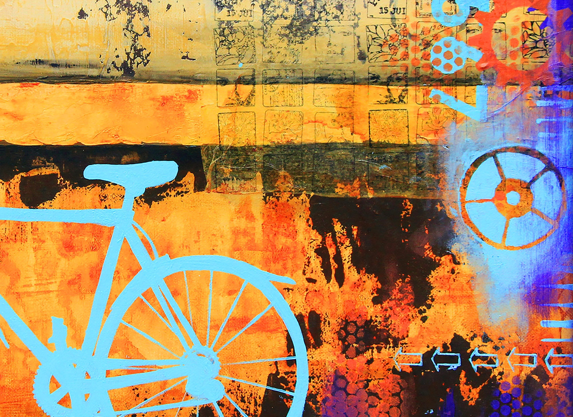 Urban Biking Painting, GICLEE PRINT on Fine Art Paper, Abstract Acrylic ...