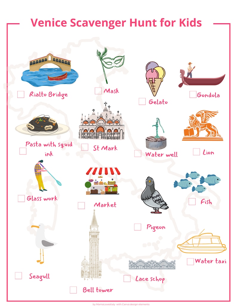 Italy Scavenger Hunts for Kids (printable) - Etsy