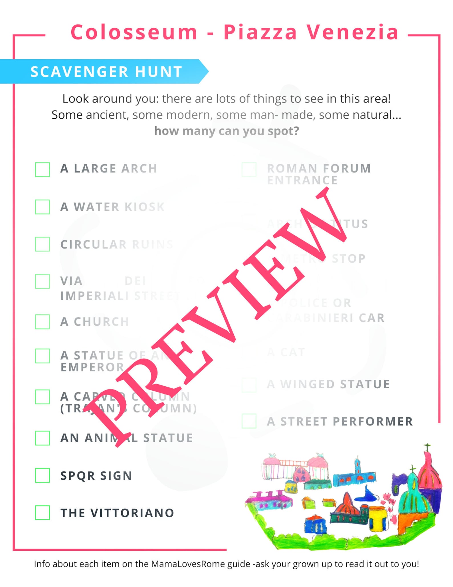 Rome Scavenger Hunts for Kids - Etsy