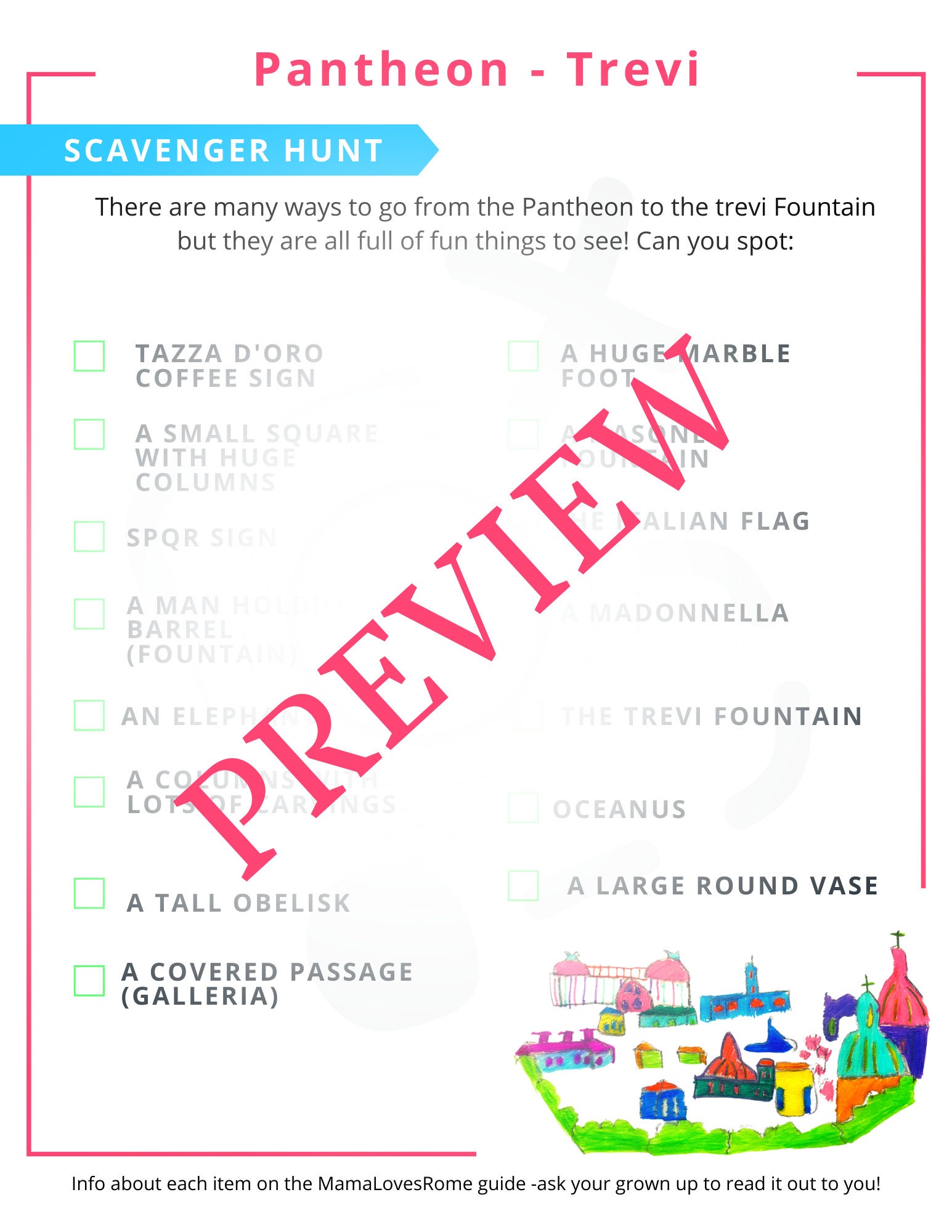 Rome Scavenger Hunts for Kids - Etsy