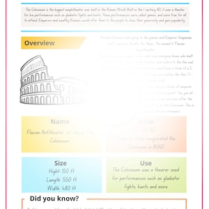 Colorful Rome Colosseum Scavenger Hunt and Facts for Kids printables ...
