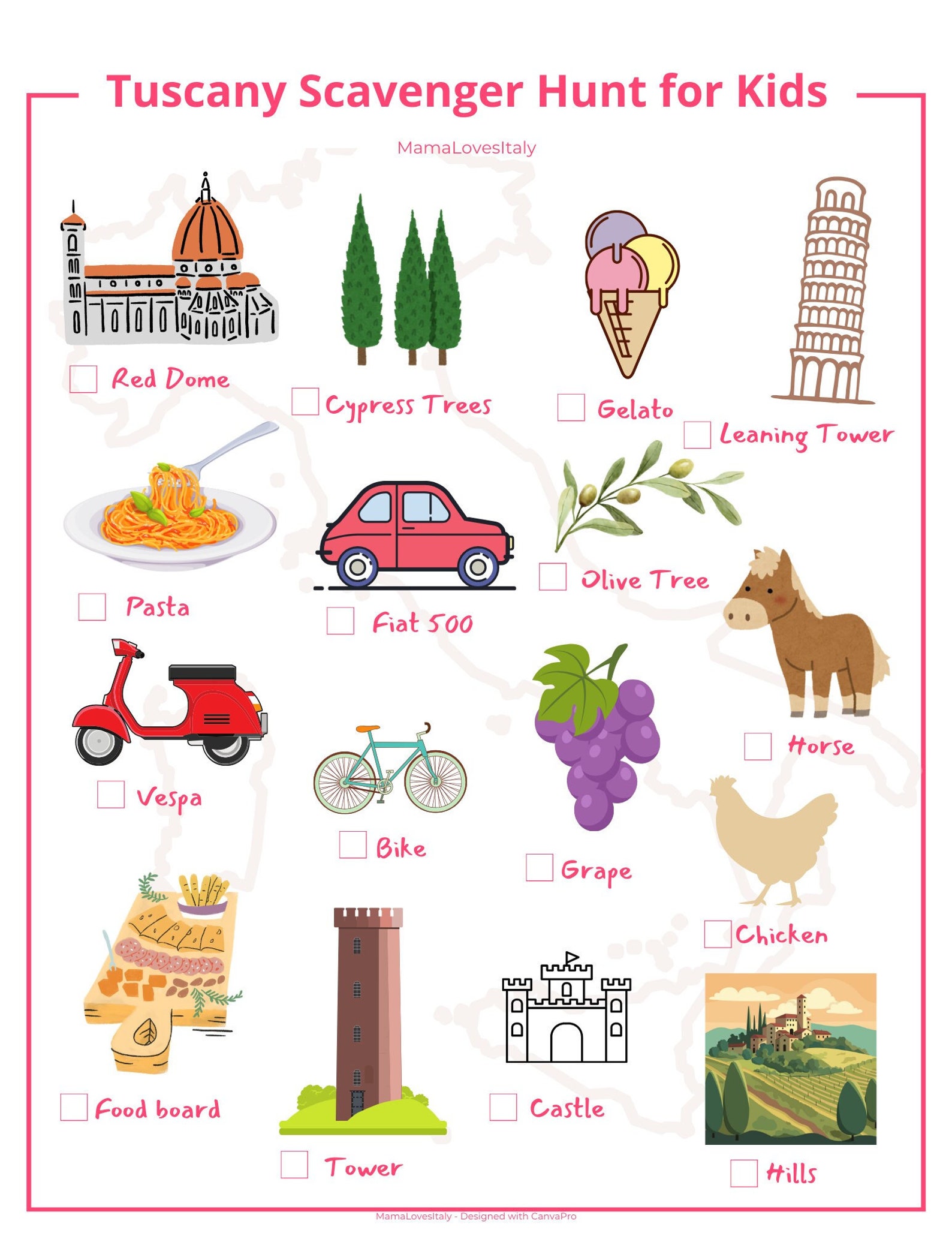Italy Scavenger Hunts for Kids (printable) - Etsy