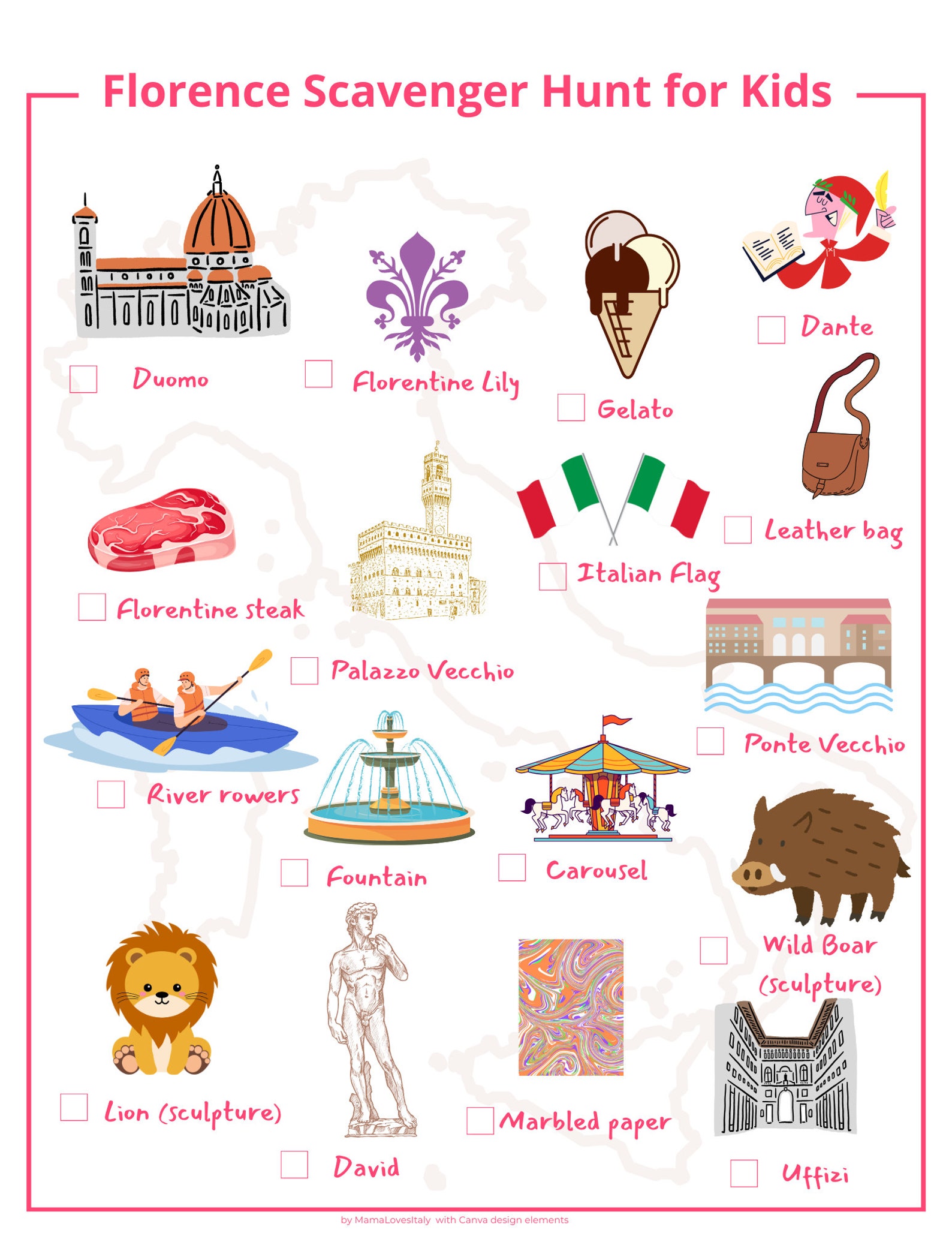 Italy Scavenger Hunts for Kids (printable) - Etsy