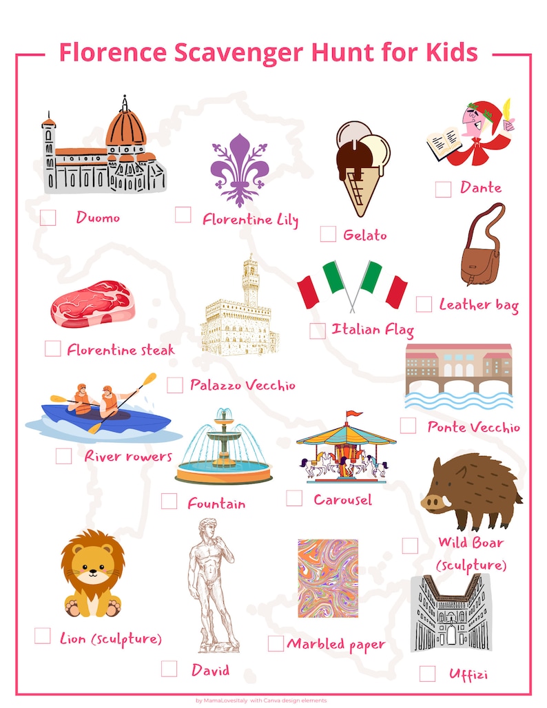 Italy Scavenger Hunts for Kids (printable) - Etsy