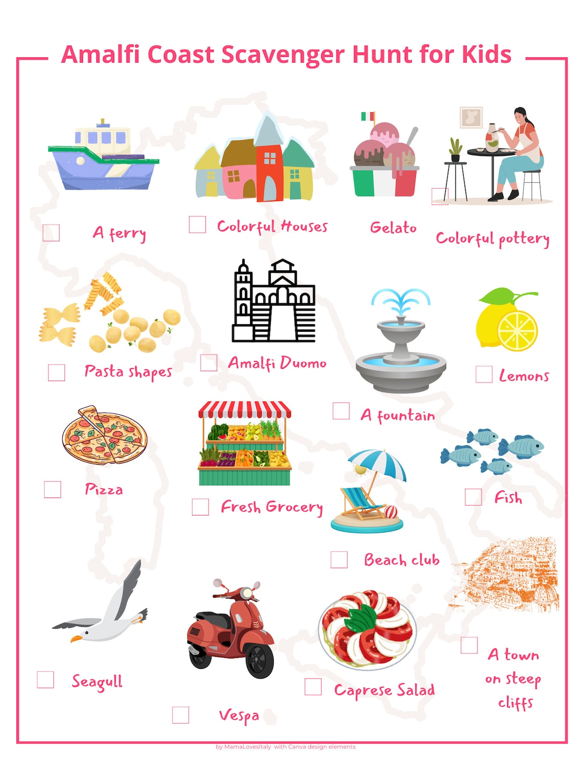 Italy Scavenger Hunts for Kids (printable) - Etsy