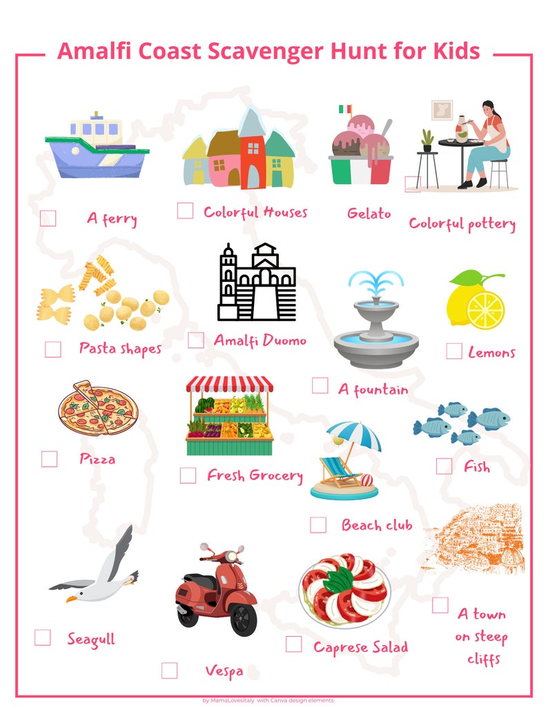 Italy Scavenger Hunts for Kids (printable) - Etsy