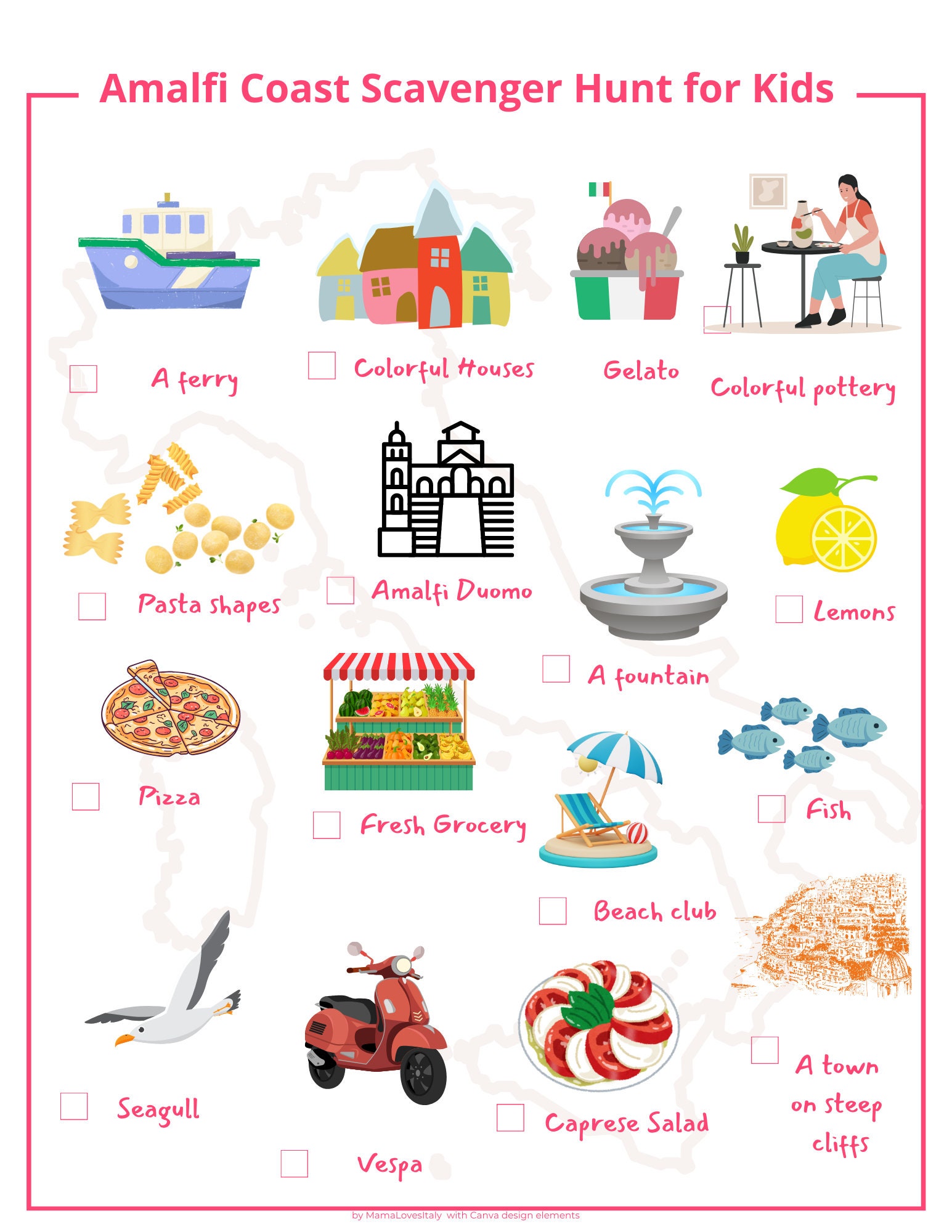 Italy Scavenger Hunts for Kids (printable) - Etsy