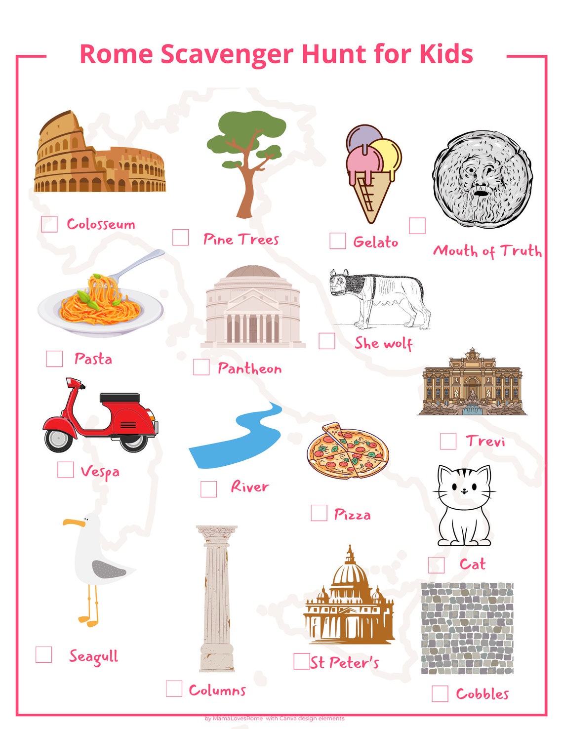 Italy Scavenger Hunts for Kids (printable) - Etsy