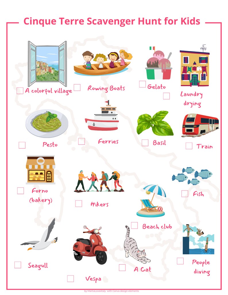 Italy Scavenger Hunts for Kids (printable) - Etsy
