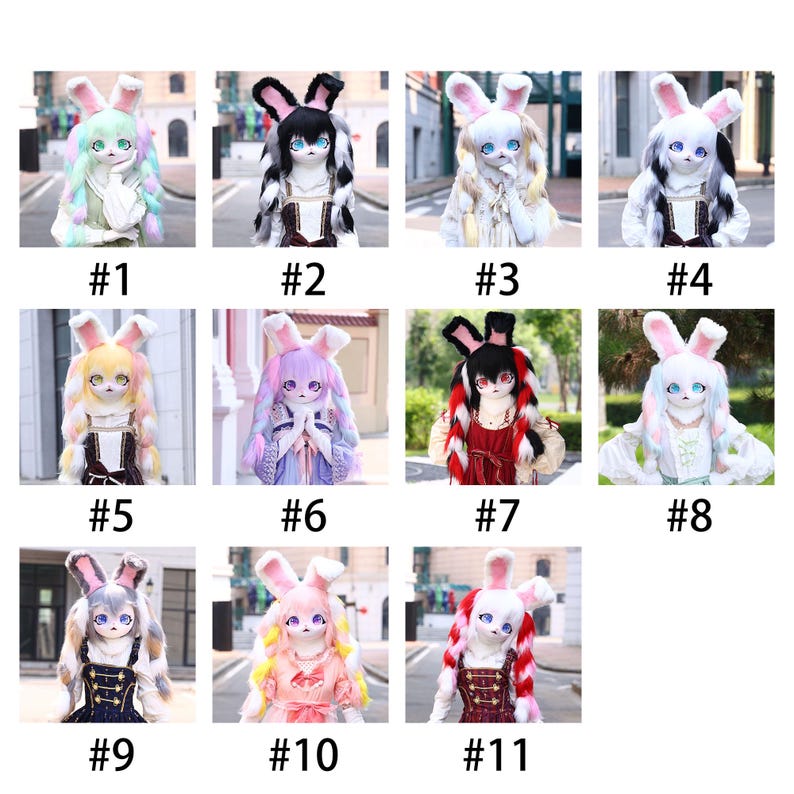 Bunny Kigurumi Fursuit Furry Head Kig Style, White Bunny Rabbit Play ...
