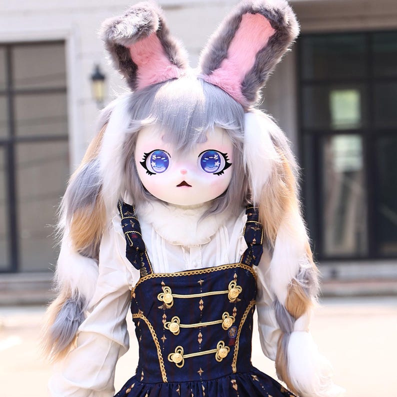 Bunny Kigurumi Fursuit Furry Head Kig Style, White Bunny Rabbit Play ...