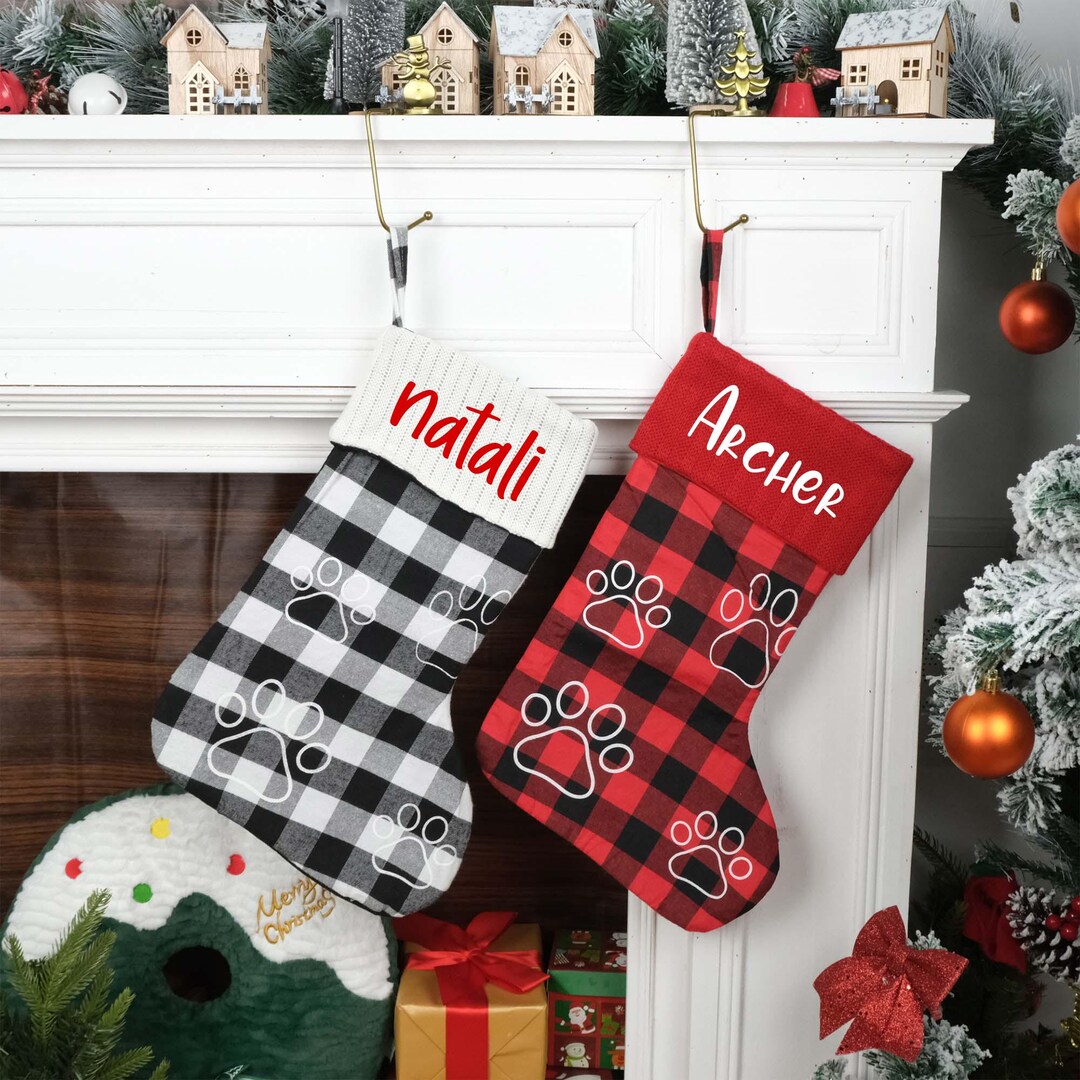 Personalized Dog Paw Christmas Stockings,name Embroidered Christmas ...