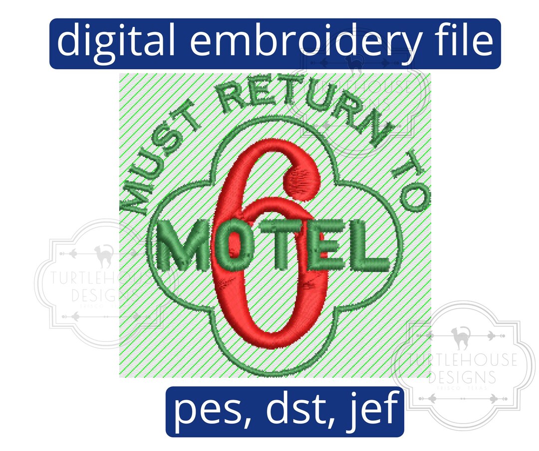 Return to Motel 6 Machine Embroidery Design - Funny Retro Stitch ...
