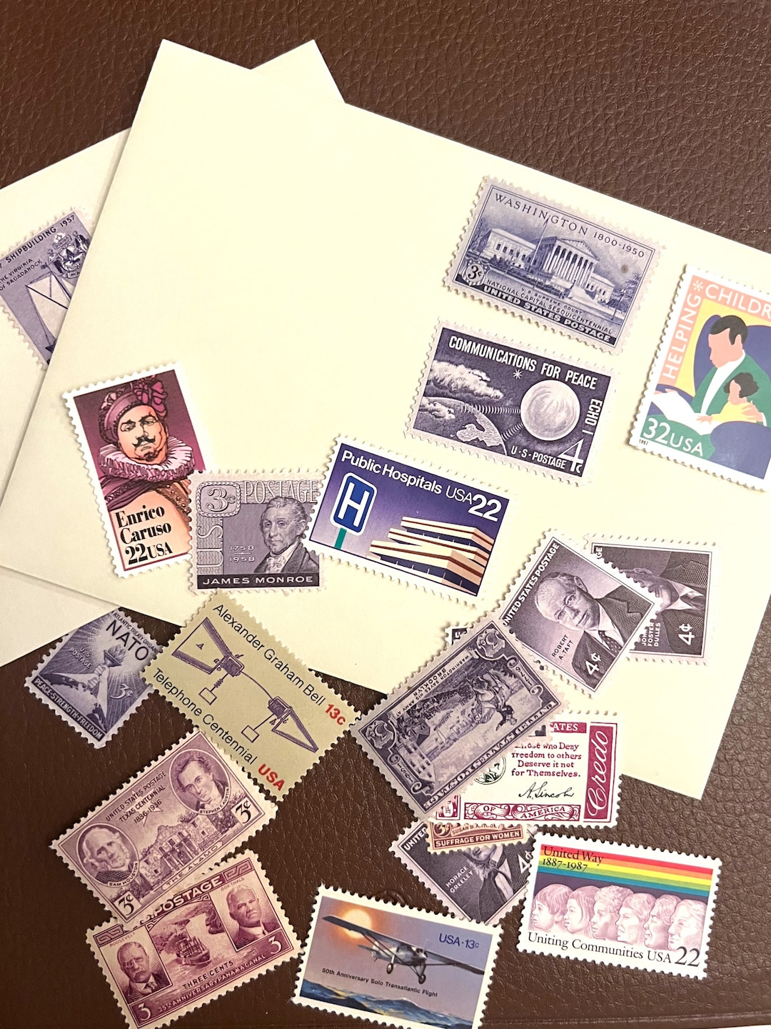 20 USPS PURPLE Vintage Postage Stamps Curated Collection .. UNUSED Mint ...