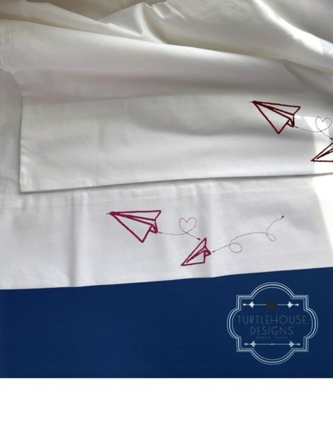 Paper Airplane Embroidered Pillowcase (single or Set - You Decide!) - Etsy