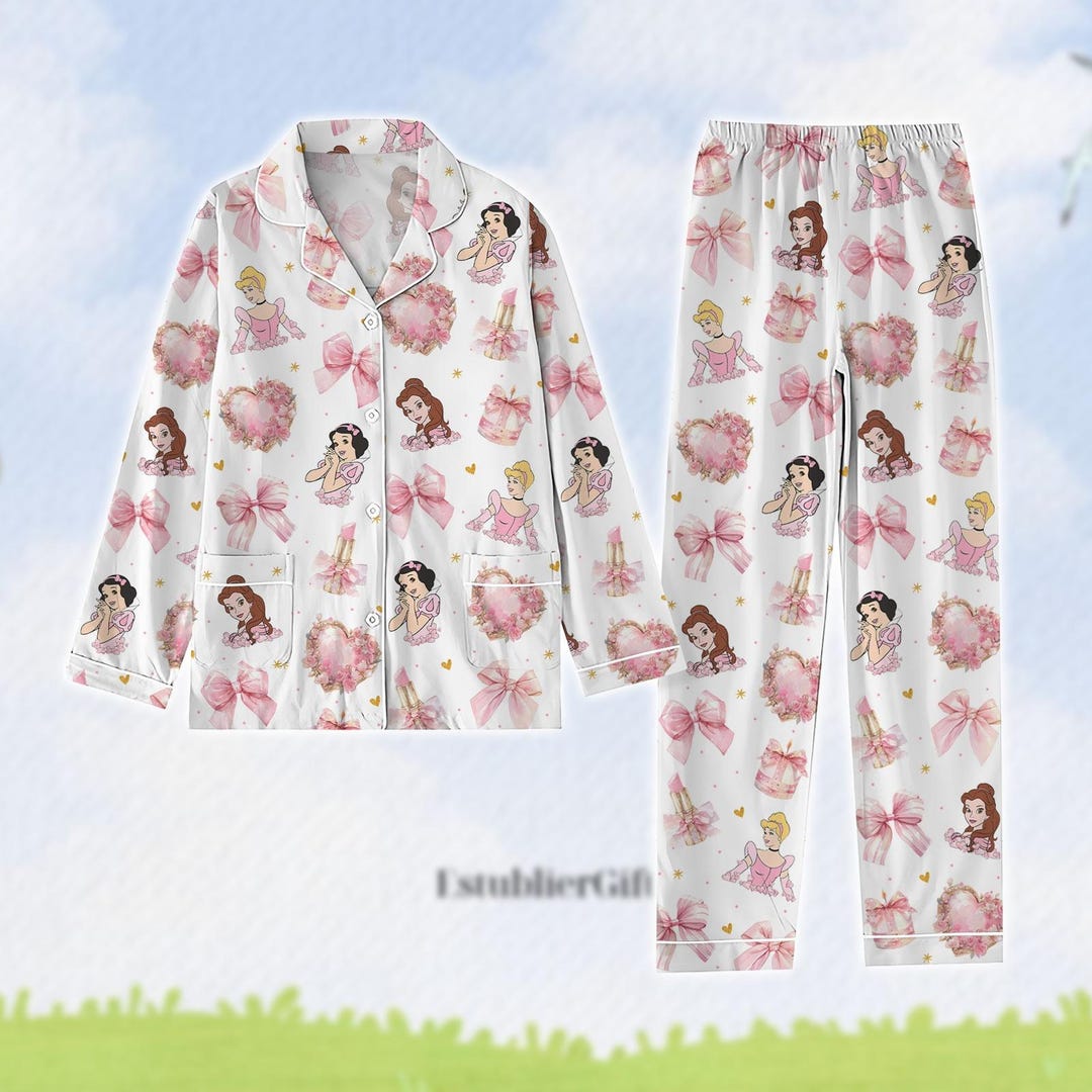 Pink Coquette Princess Pajamas, Disney Princess Pajamas Set, Belle ...
