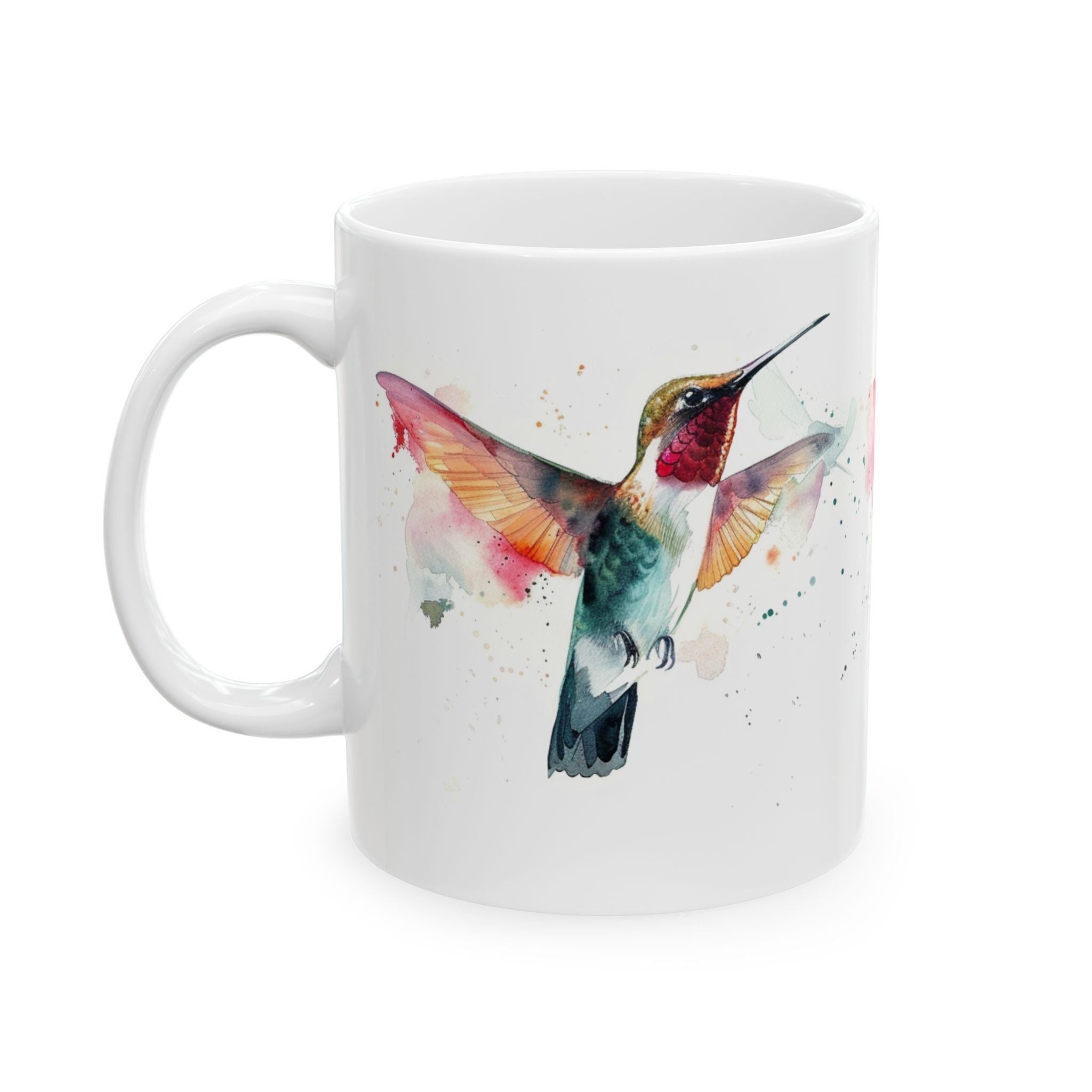Hummingbird Watercolor Mug, Vibrant Colorful Hummingbirds Coffee Mug ...