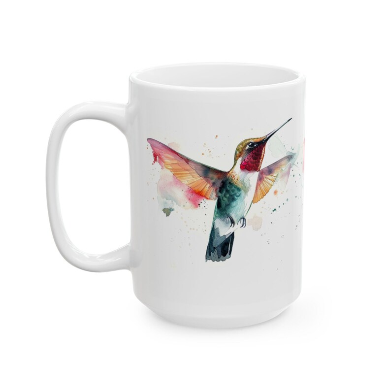 Hummingbird Watercolor Mug, Vibrant Colorful Hummingbirds Coffee Mug ...