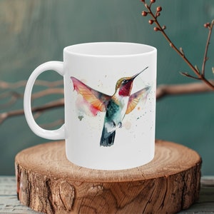 Hummingbird Watercolor Mug, Vibrant Colorful Hummingbirds Coffee Mug ...