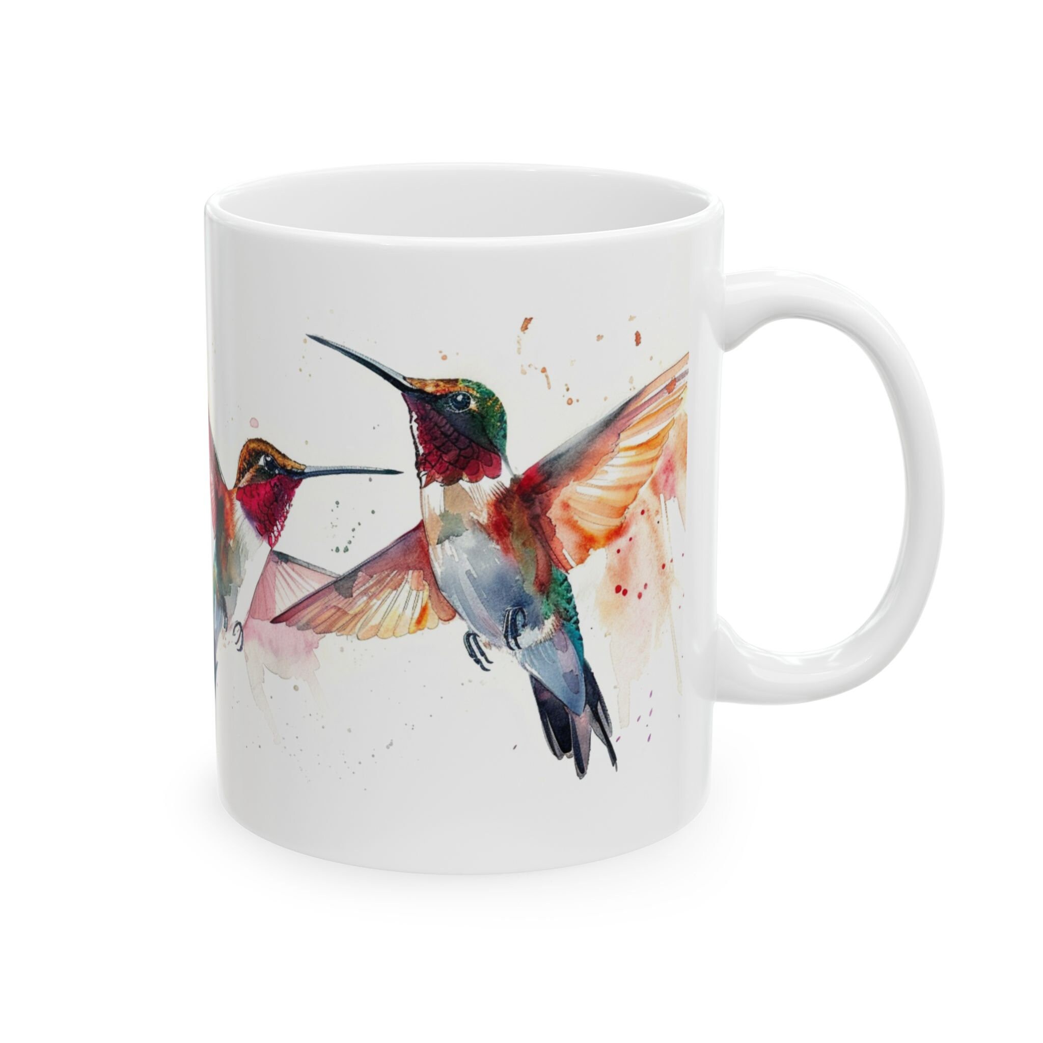 Hummingbird Watercolor Mug, Vibrant Colorful Hummingbirds Coffee Mug ...
