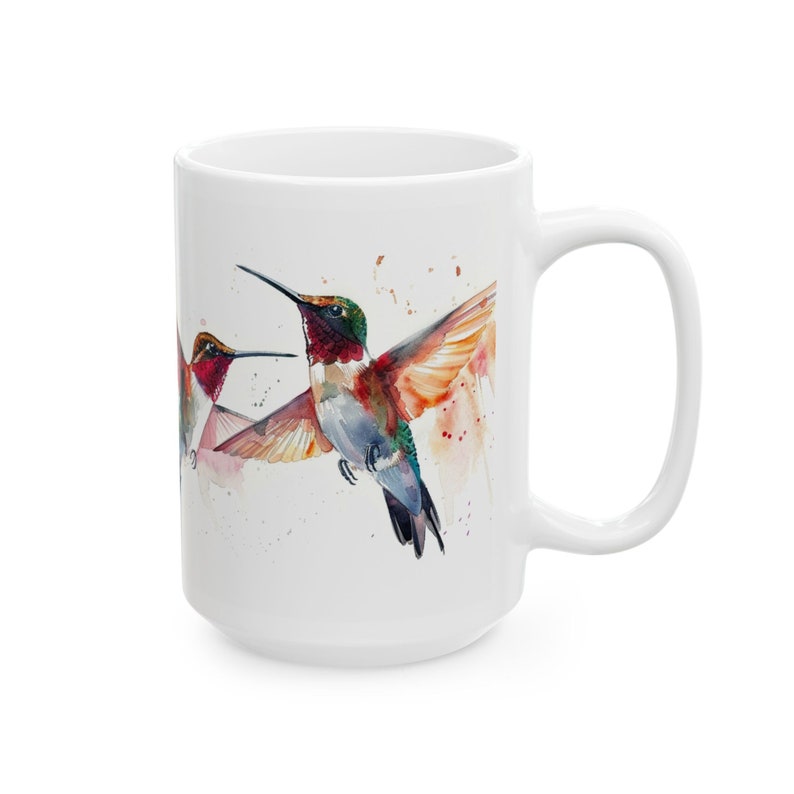 Hummingbird Watercolor Mug, Vibrant Colorful Hummingbirds Coffee Mug ...
