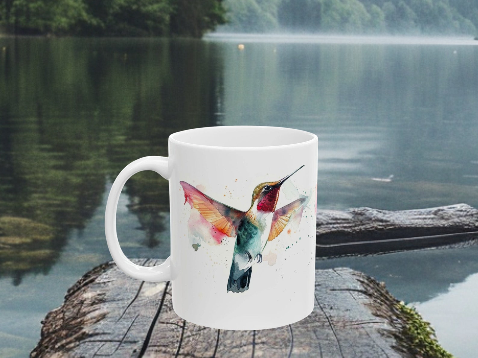 Hummingbird Watercolor Mug, Vibrant Colorful Hummingbirds Coffee Mug ...
