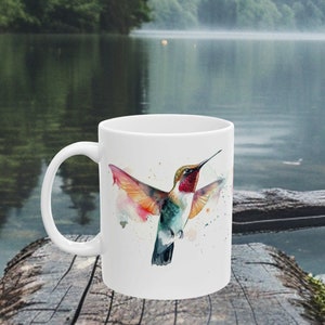 Hummingbird Watercolor Mug, Vibrant Colorful Hummingbirds Coffee Mug ...