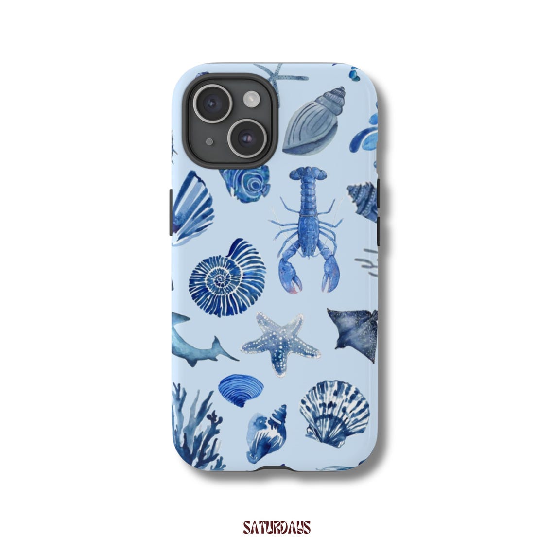 Seashell Watercolor Pattern Phone Case, Blue Beachy Summer Phone Case ...