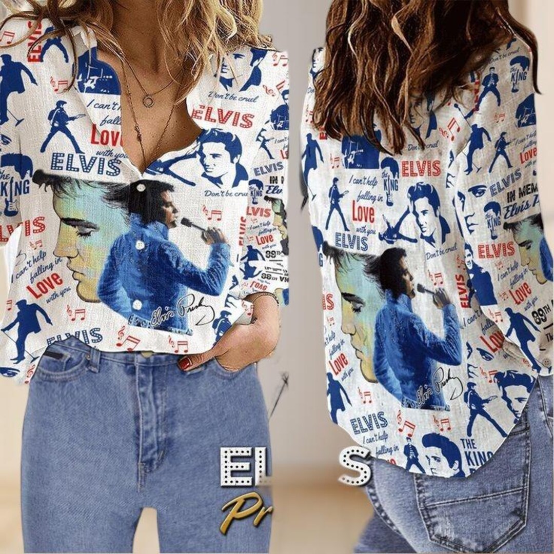 Elvis Presley Linen Shirt, Elvis King of Music Casual Shirt, Rock and ...