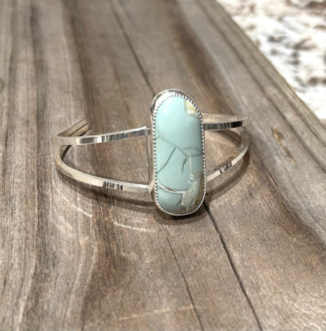 Brazilian Turquoise Sterling Silver Handmade Cuff Bracelet - Etsy