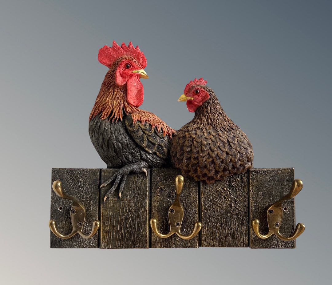 Vintage Farmhouse Country 3D Handmade Cockerel & Hen Wall Hat / Coat Hanger - Etsy