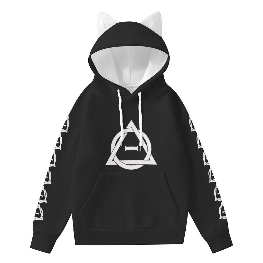 Therian Hoodie Cat Ears Theta-delta Therianthropy Polyester Kangaroo ...