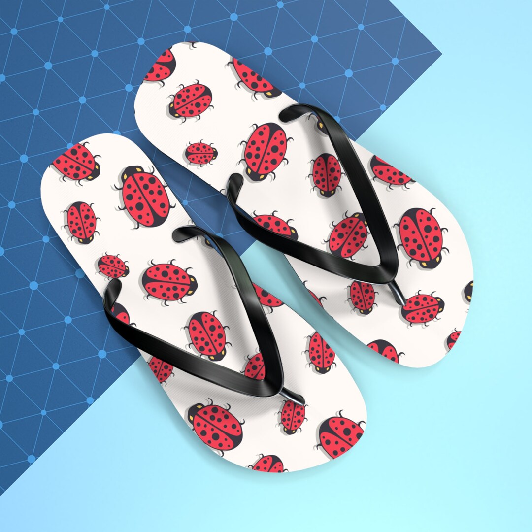 Ladybug Adult Flip Flops Summer Sandals Beach Flip Flops Beach Sandals ...