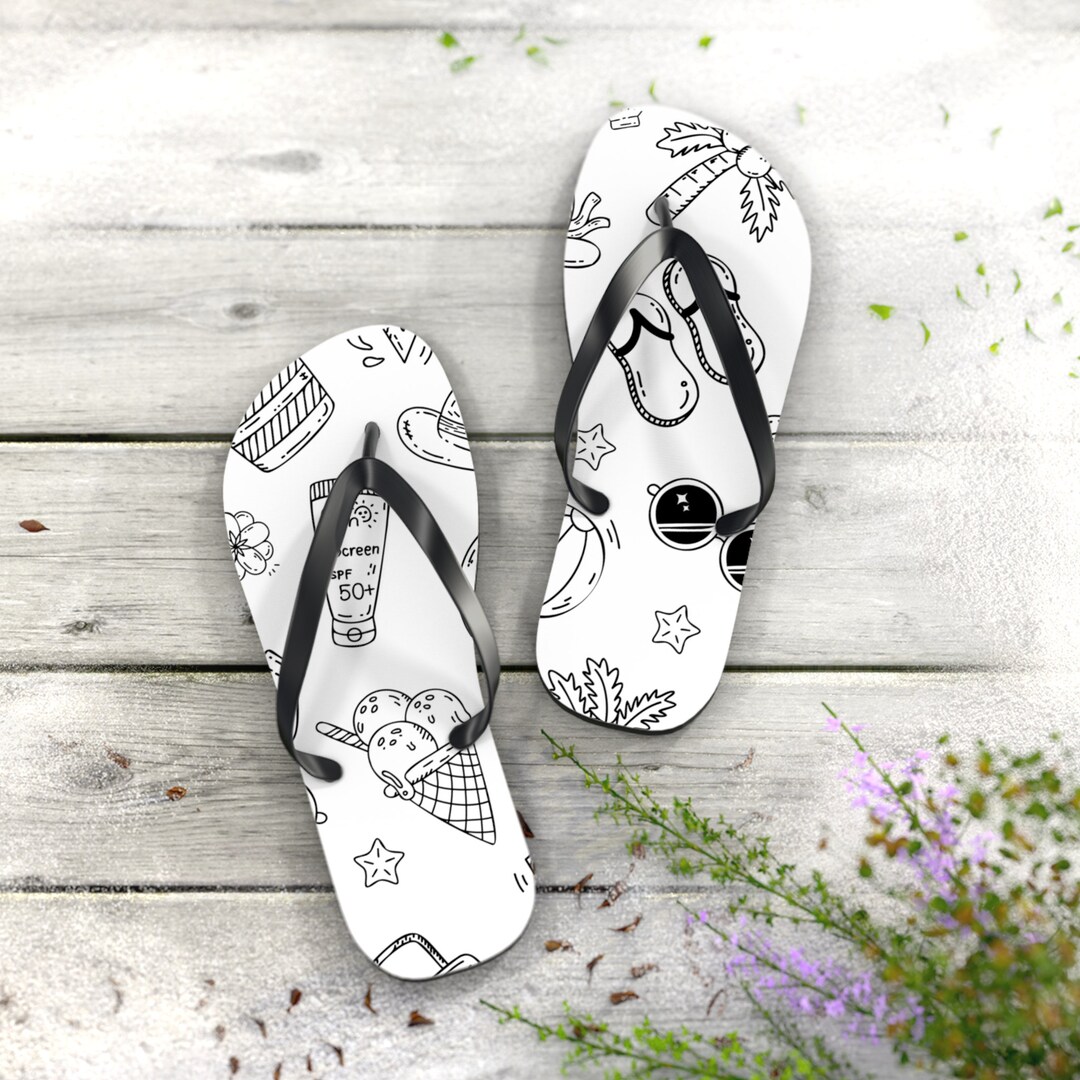 Summer Print Adult Flip Flops Summer Sandals Beach Flip Flops Beach ...