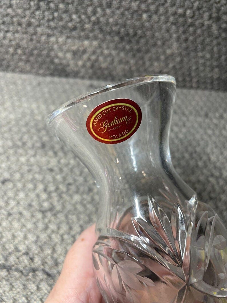 Vintage Gorham Hand Cut Crystal Vase Made in Poland 6.75" Floral ...