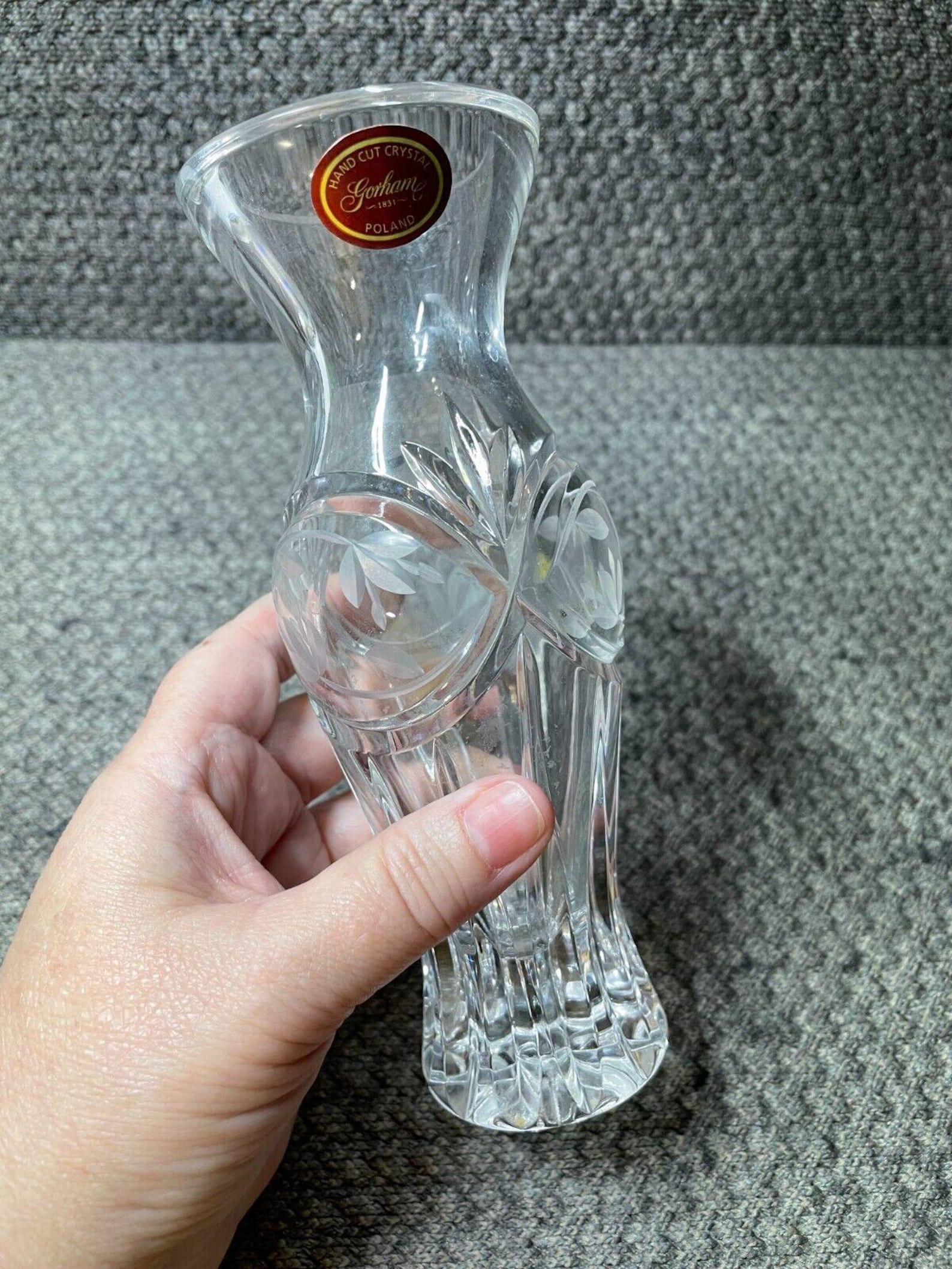 Vintage Gorham Hand Cut Crystal Vase Made in Poland 6.75" Floral ...