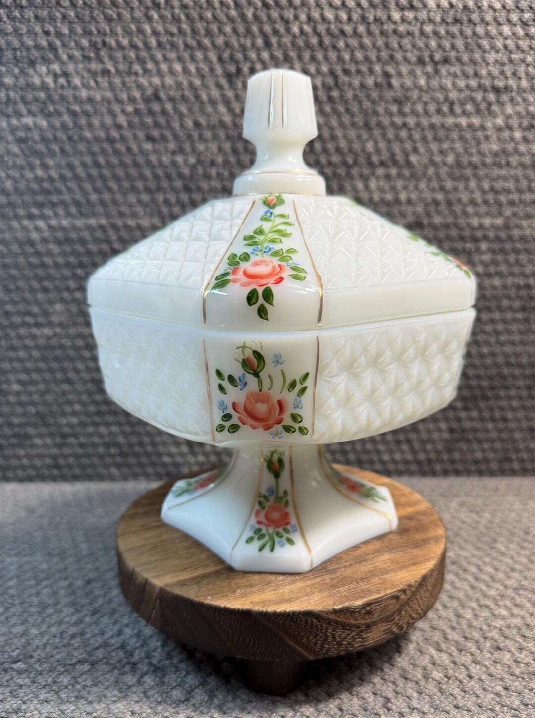Consolidated Glass Con Cora Collection Wedding Box Hand Painted Milk ...