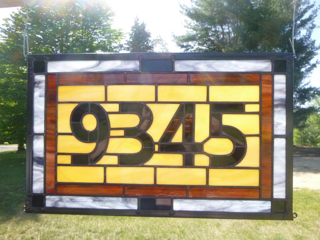 Stained Glass Address, Custom Window Design, Transom House Numbers - Etsy