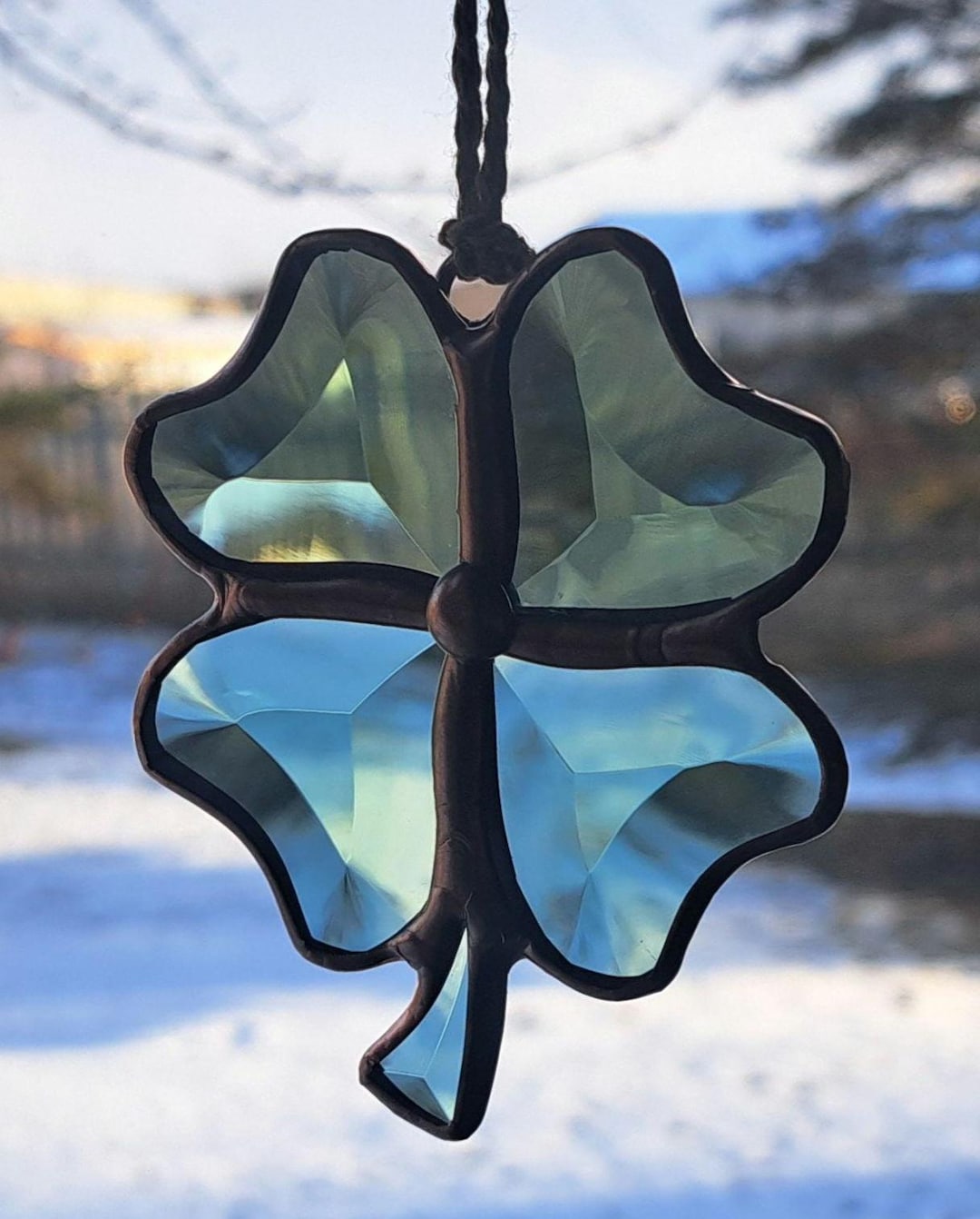 Green Beveled Glass Four Leaf Clover With Copper Trim - Etsy