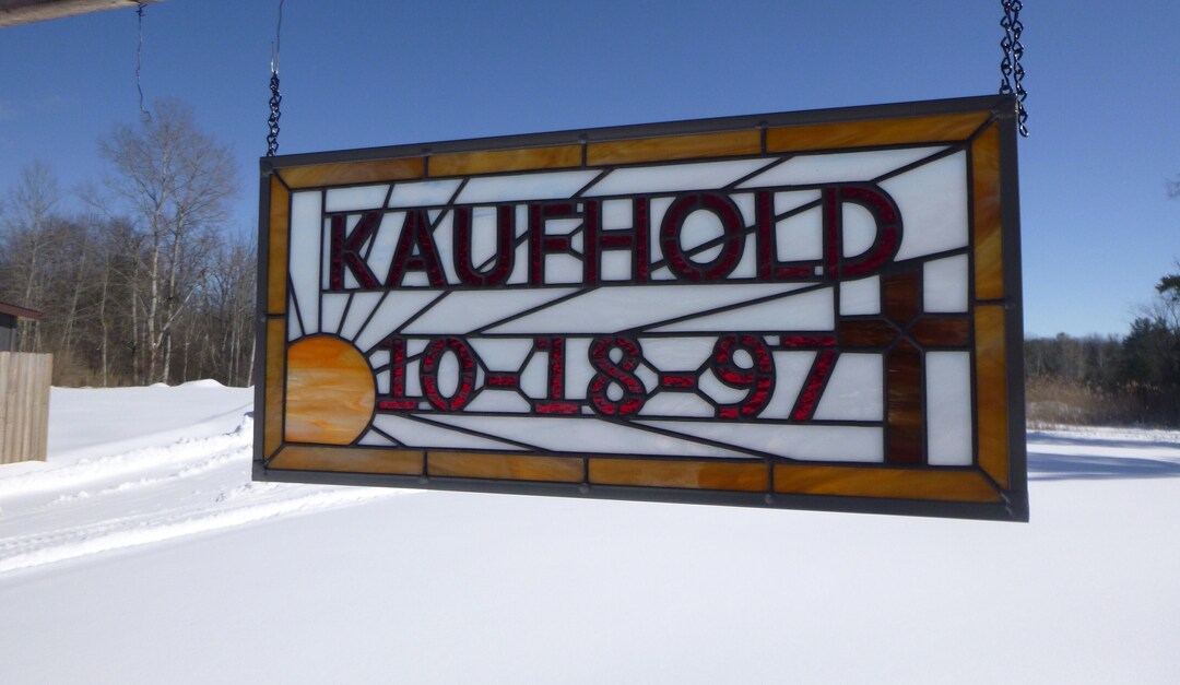 Custom Wedding Sign, Stained Glass Window Design, Surname Wedding Date ...