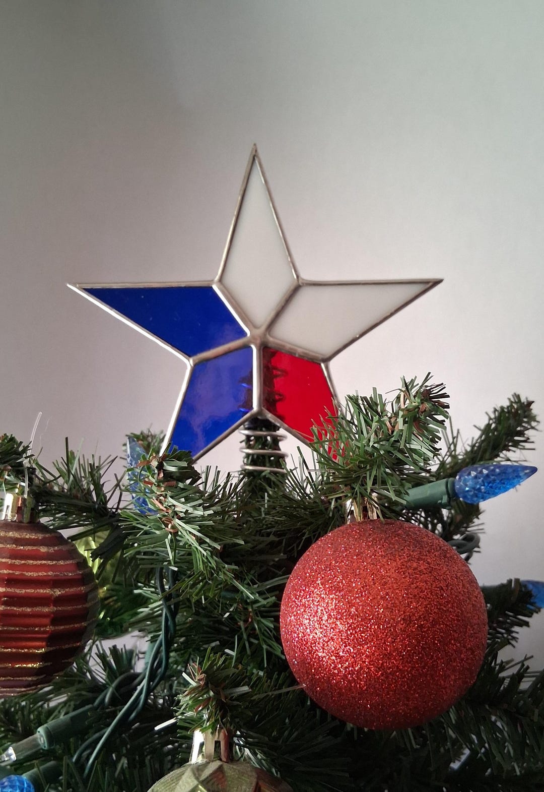 Texas Star Table Top Tree Topper, Stained Glass Patriotic Star - Etsy