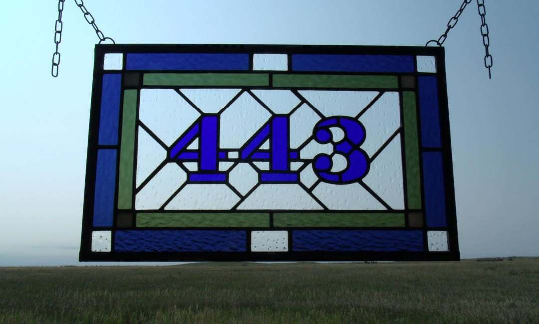 Custom Stained Glass Home Address Panel, Address Plaque, Entryway ...