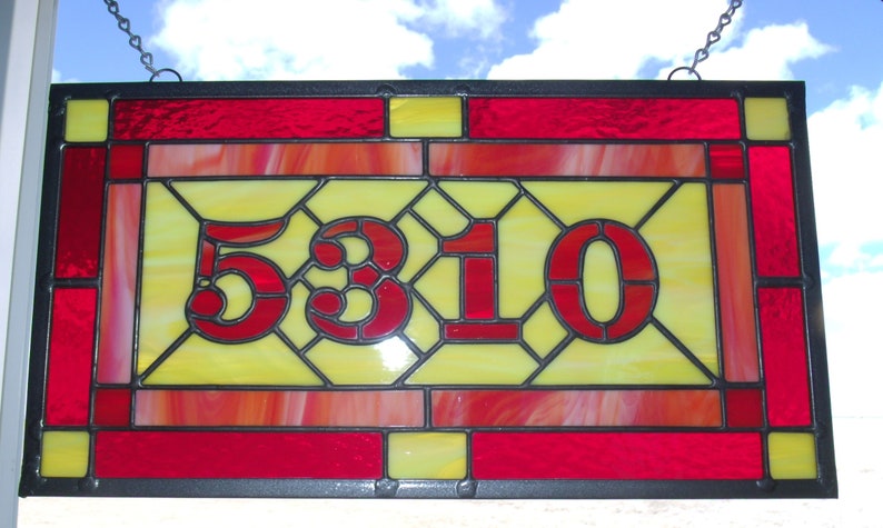 Stained Glass Address Window, Custom Stained Glass Design, Stained ...