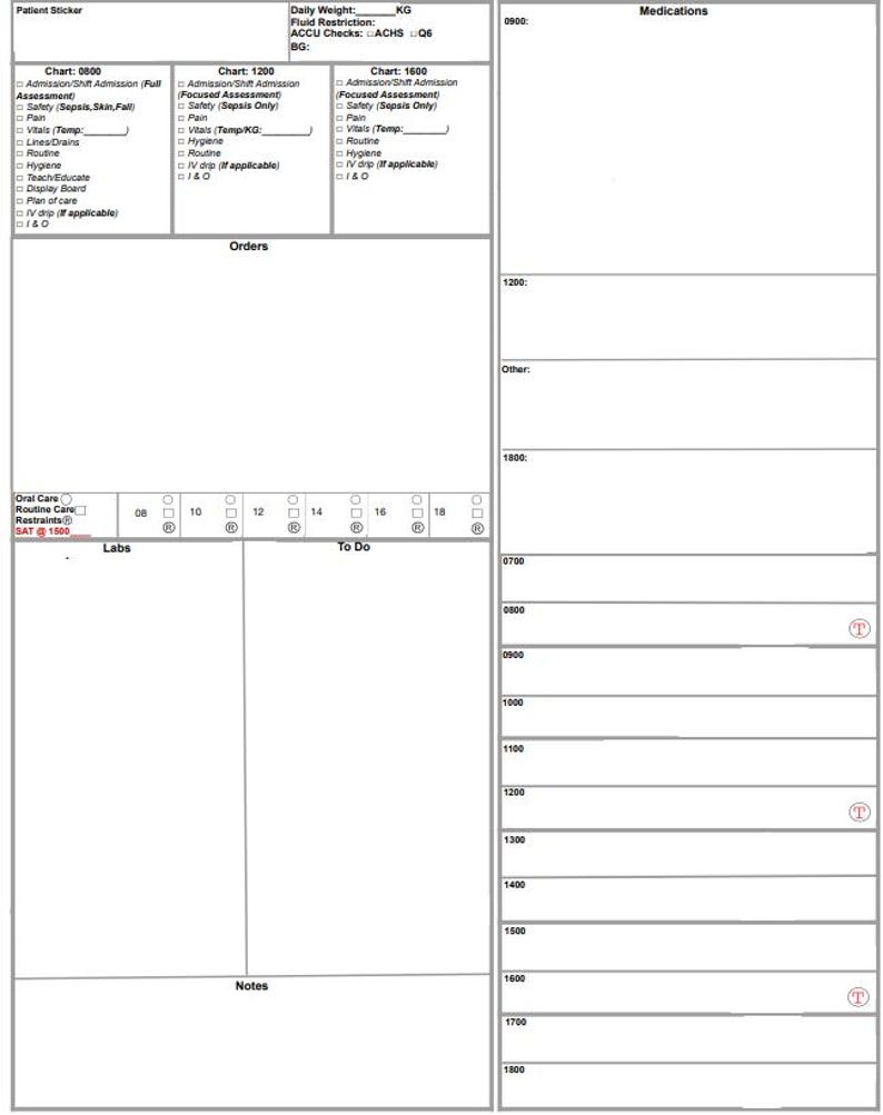 ICU Titration, Medication, and to Do Sheet - Etsy